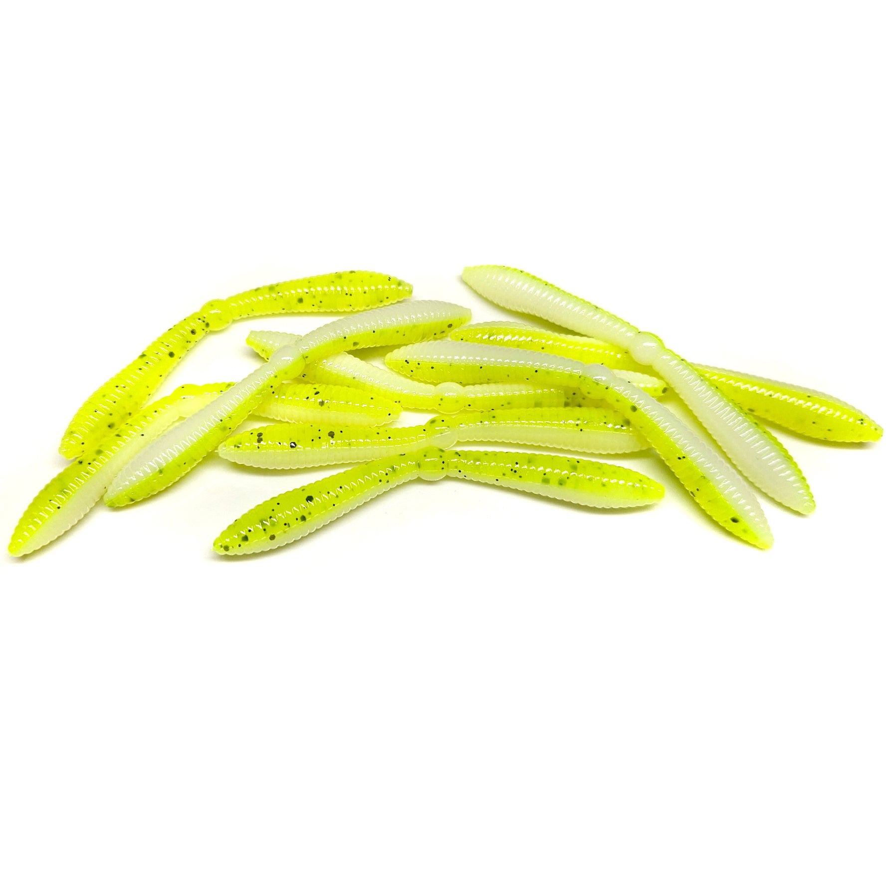 Chartreuse/White - Wacko Worm – Moondog Bait Co